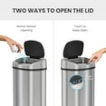 AINUO® 13 Gallon Touchless Sensor Trash Can, Stainless Steel Oval ...