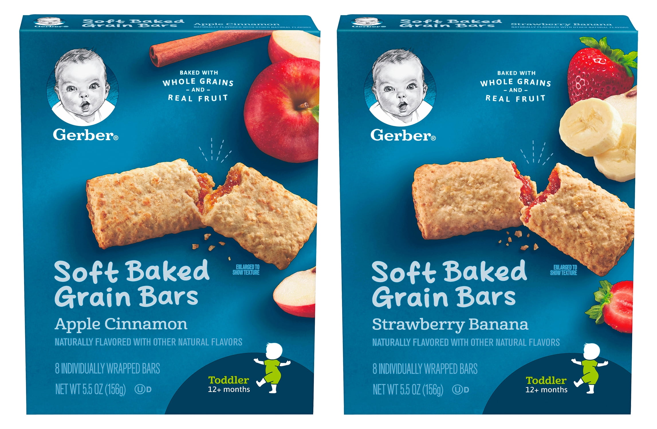 Gerber Soft Baked Grain Bars Variety Pack, 1 Apple Cinnamon, 1 ...