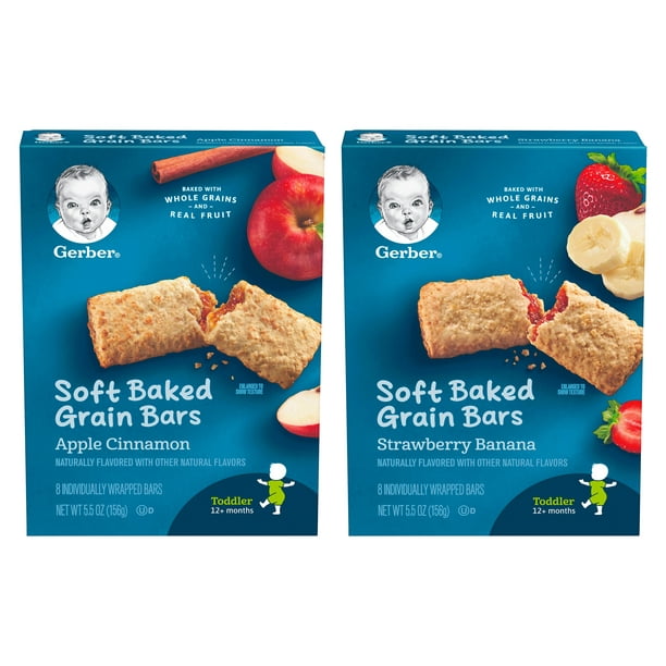 Gerber Soft Baked Grain Bars Variety Pack, 1 Apple Cinnamon, 1 ...