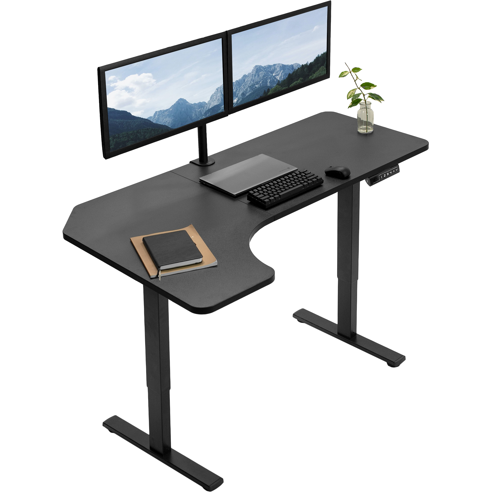 VIVO Electric 58" x 35" Corner Stand Up Desk, Black Table Top, Black ...