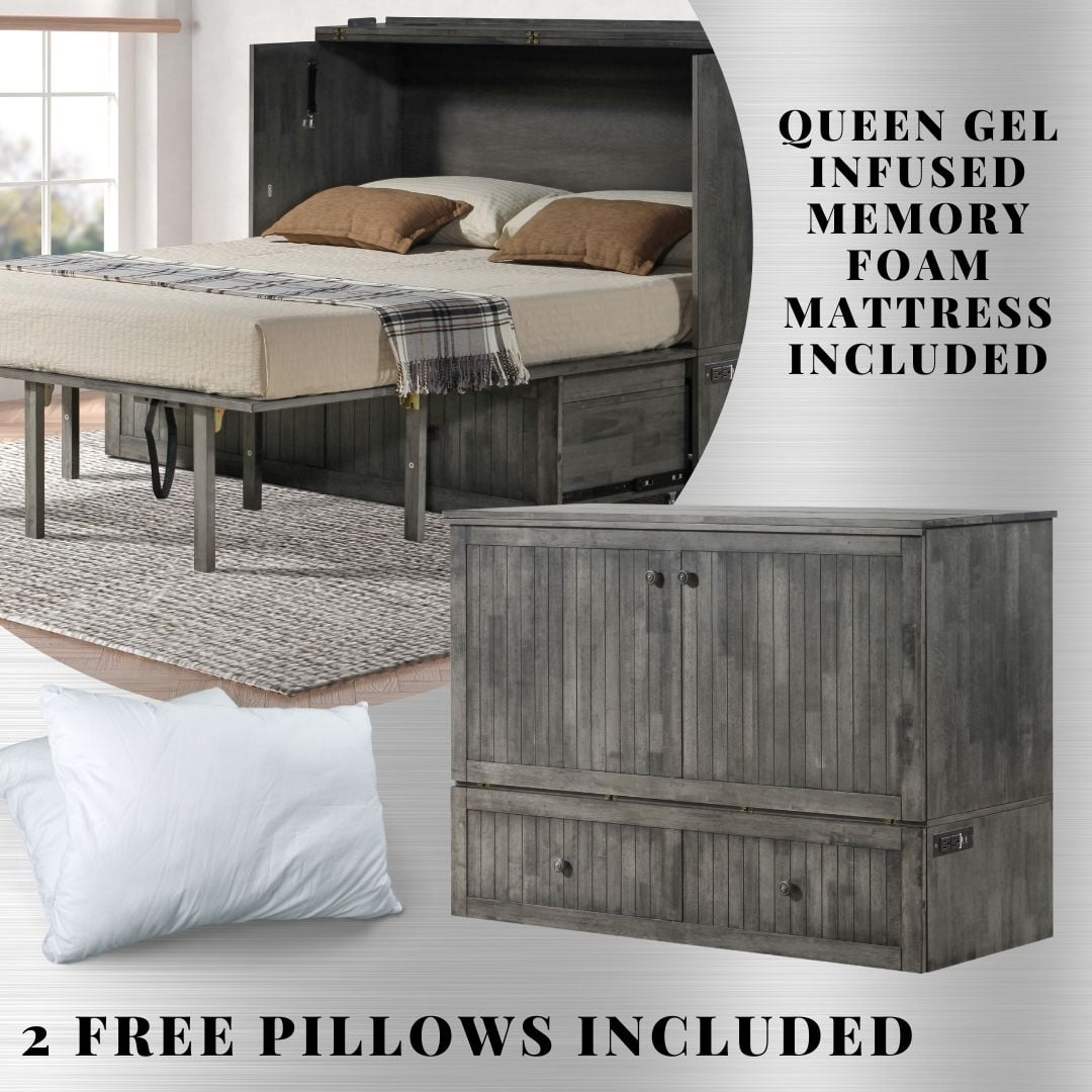 Mega Solutions Tuscany Murphy Cabinet Chest Bed with Charging Station 6 ...