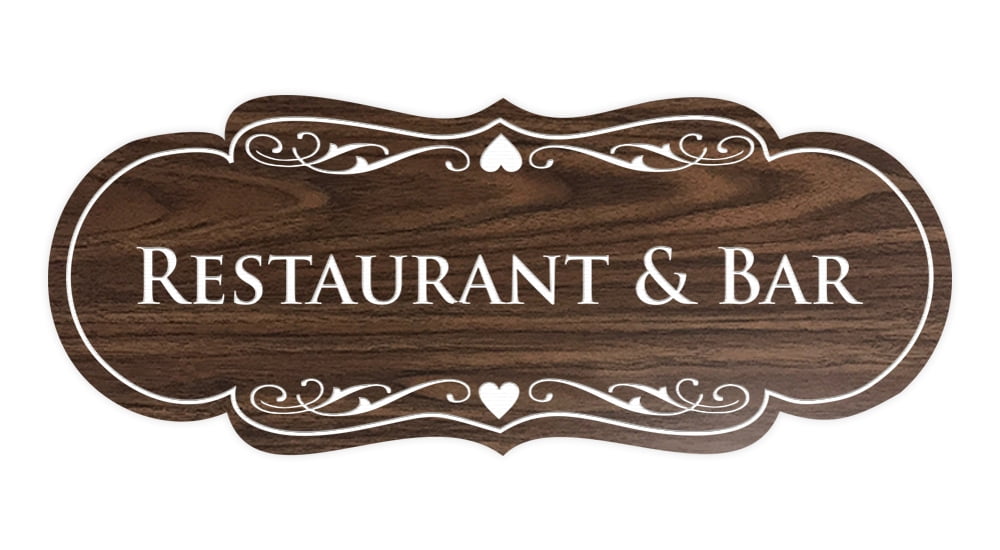 Signs ByLITA Designer Restaurant & Bar Sign (Walnut) - Large - Walmart.com