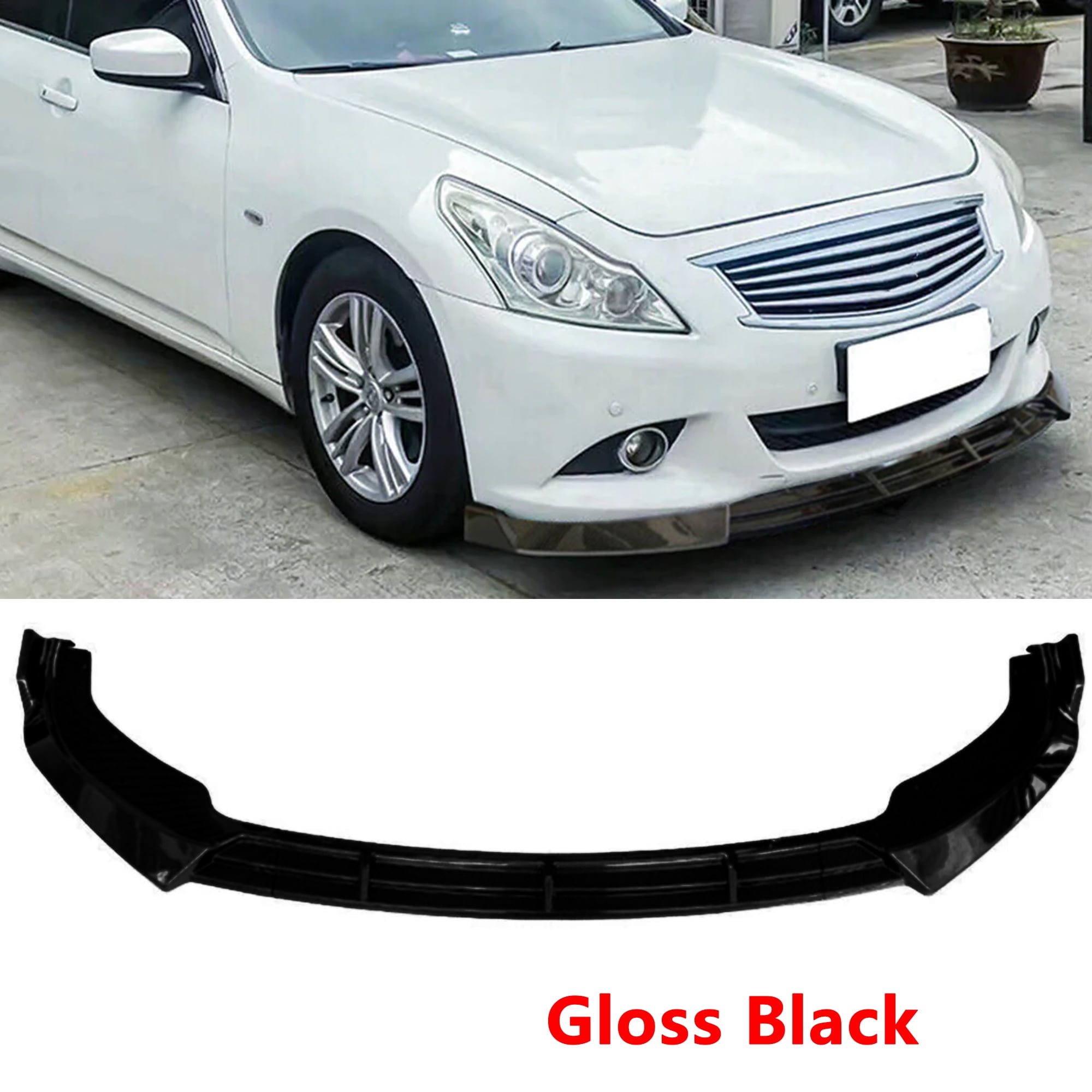 NINTE Front Bumper Lip for 2010-2013 Infiniti G37 Sedan ABS Gloss Black ...