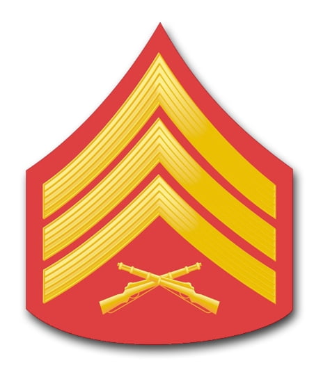 5.5 Inch USMC E-5 Sergeant Red / Gold Chevron Vinyl Transfer Decal ...