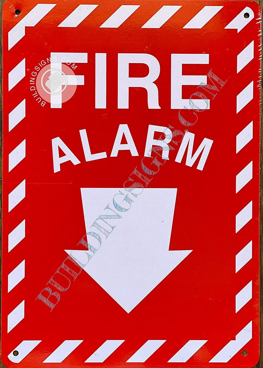 Fire Alarm with Arrow Down Sign (RED, Aluminium 7X10,Rust Free) (ref ...