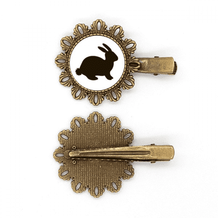 Black Hare Animal Portrayal Vintage Metal Flower Hairpin Hair Piece ...
