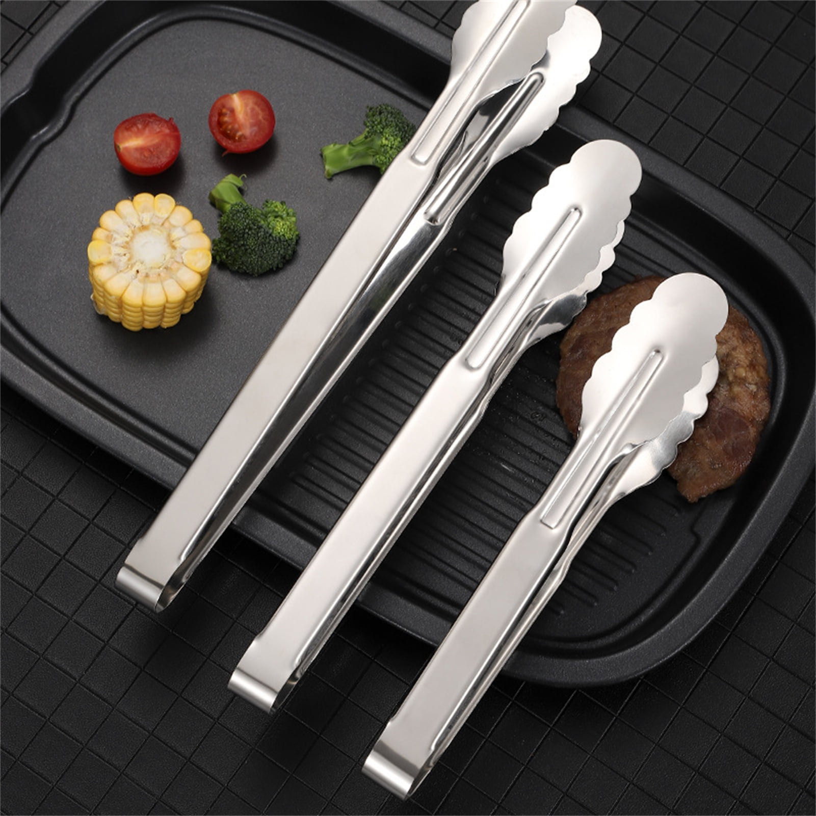 GROFRY Food Tongs Easy Lock Wide Application Stainless Steel Long ...