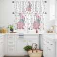 Easter Rabbit Kitchen Curtains Valances 3 Piece Set, Pink Bunny Rod ...