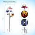 Solar 3-Flower Stake with LED Lights Multi-Color Blossoms & Butterfly ...