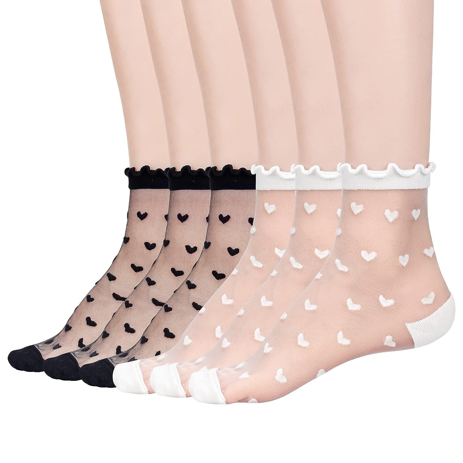 Holzlrgus Women's Ruffle Sheer Socks Mesh Casual Lace Socks Summer ...