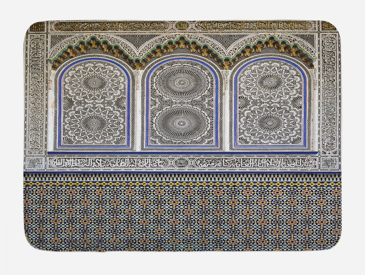 Arabian Bath Mat, Nostalgic Moroccan Architecture Stone Carving and ...