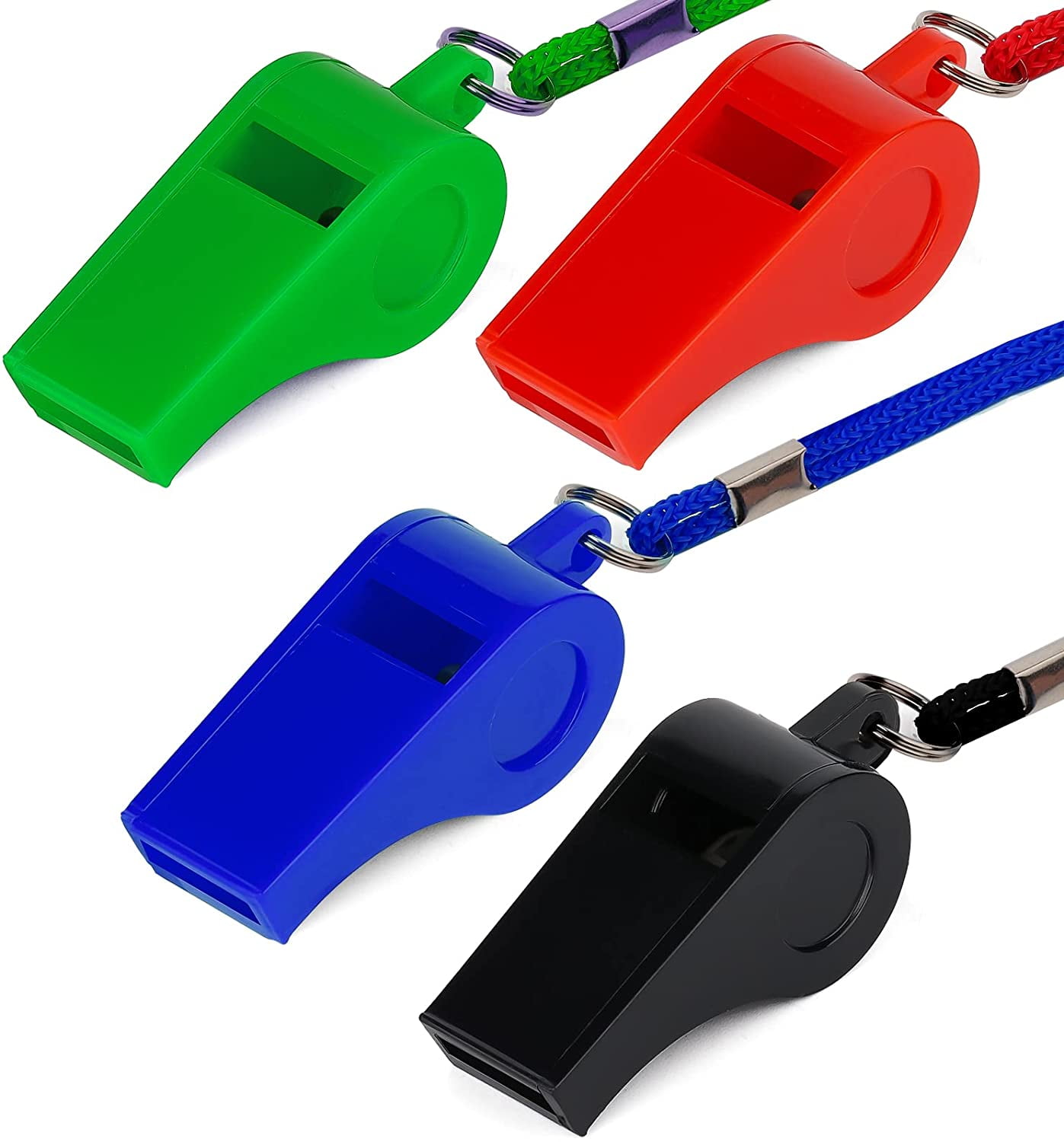 4 silbatos deportivos de plástico, silbato con cordón, silbato fuerte ...