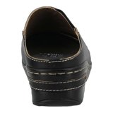L'Artiste Women's Black Leather Clogs, Open-Back, Hand-Painted - EU ...