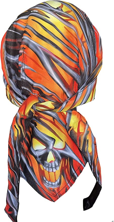 Fierce American Flaming Skull Durag Cap Skully - Walmart.com