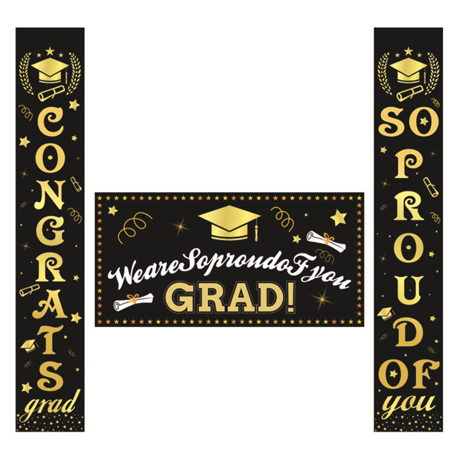 Fridja Graduation Party Supplies 2021 Congrats Grad Banner - Black ...
