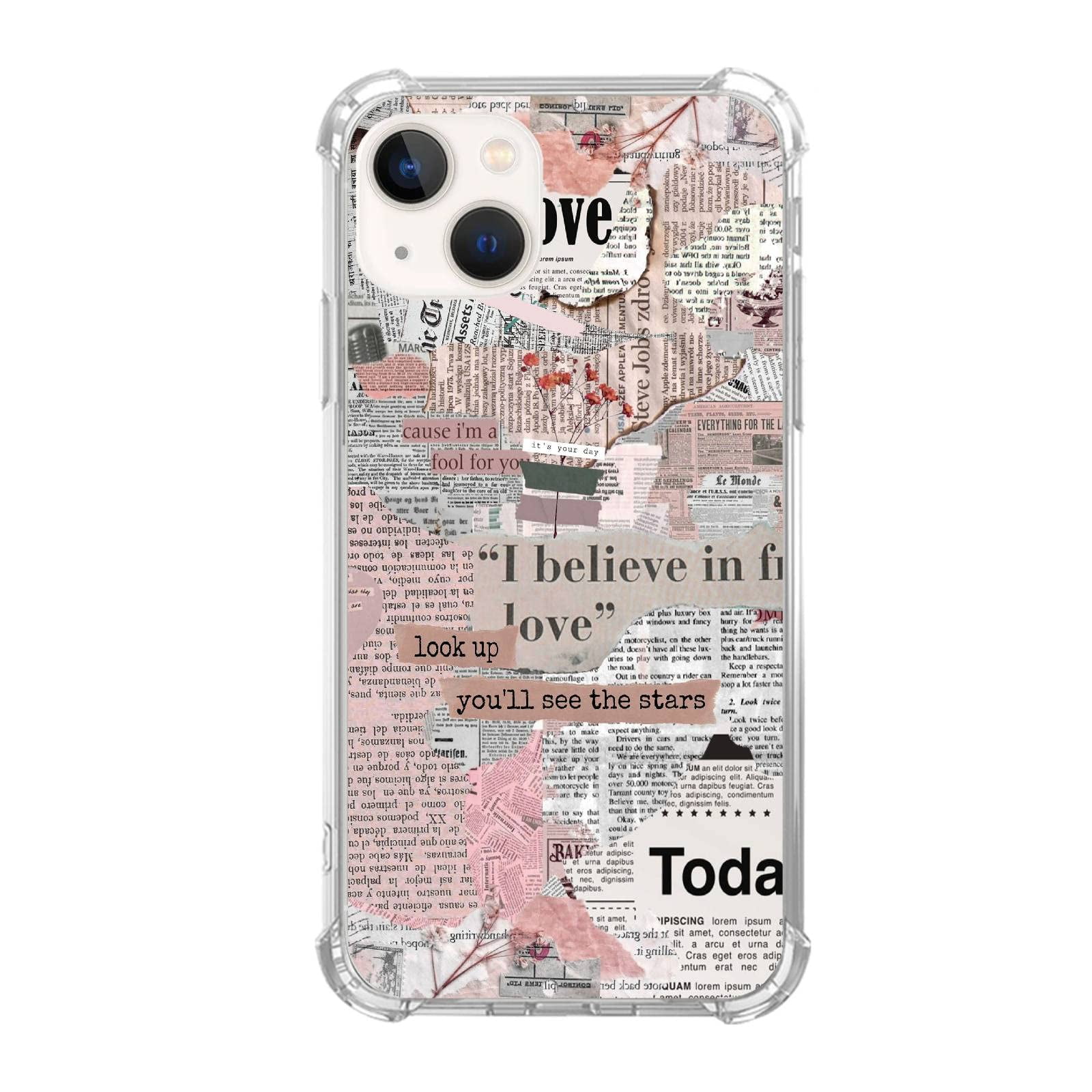 Retro Newspaper Case for iPhone 13 Mini,Aesthetic Art Design TPU Shock ...