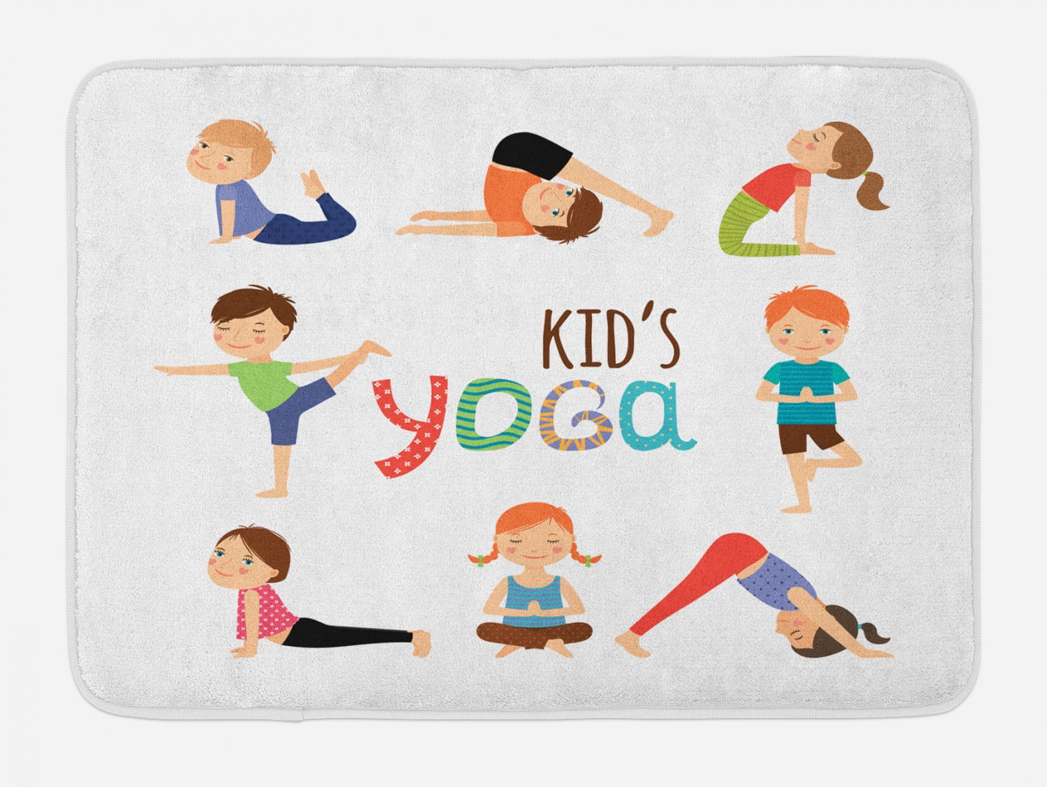 Yoga Bath Mat, Kids in Different Poses Fun Humor Gymnastics for ...