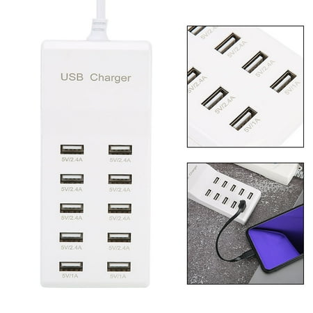 USB Charging Adapter, Efficient Charging 10-Port USB Charger, For ...