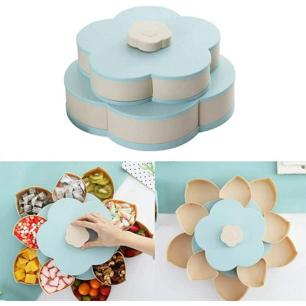 Snack Box Candy Dish,Food Storage Box Petal Rotating Dried Fruit Plate ...