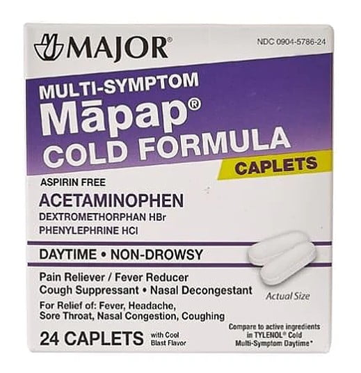 MAJOR MAPAP Cold Multi Symptom ACETAMINOPHEN-325 MG White 24 (Pack of 3 ...
