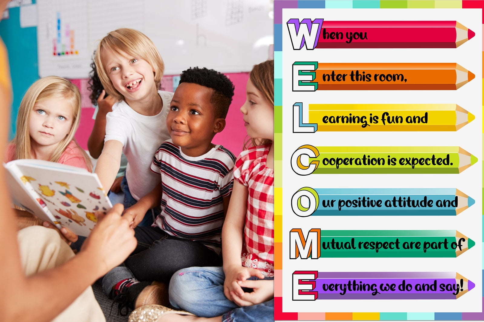 WaaHome Welcome Poster for Classroom Decorations - Classroom Rules ...
