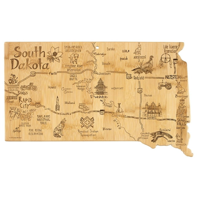 Totally Bamboo Destination South Dakota State Shaped Serving and ...