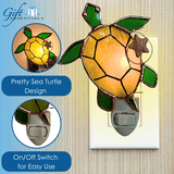 Gift Essentials Sea Turtle Night Light Green Stained Glass Nightlight ...