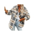 Seyurigaoka Women Juniors Shacket Loose Shirt Jacket, Long Sleeve Lapel ...