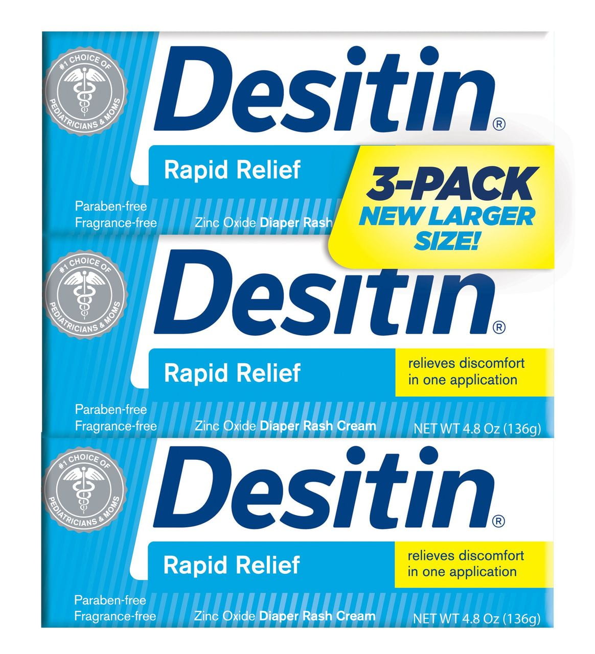 Desitin Rapid Relief Diaper Rash Remedy Cream 3 pk./4.8 oz - Walmart ...