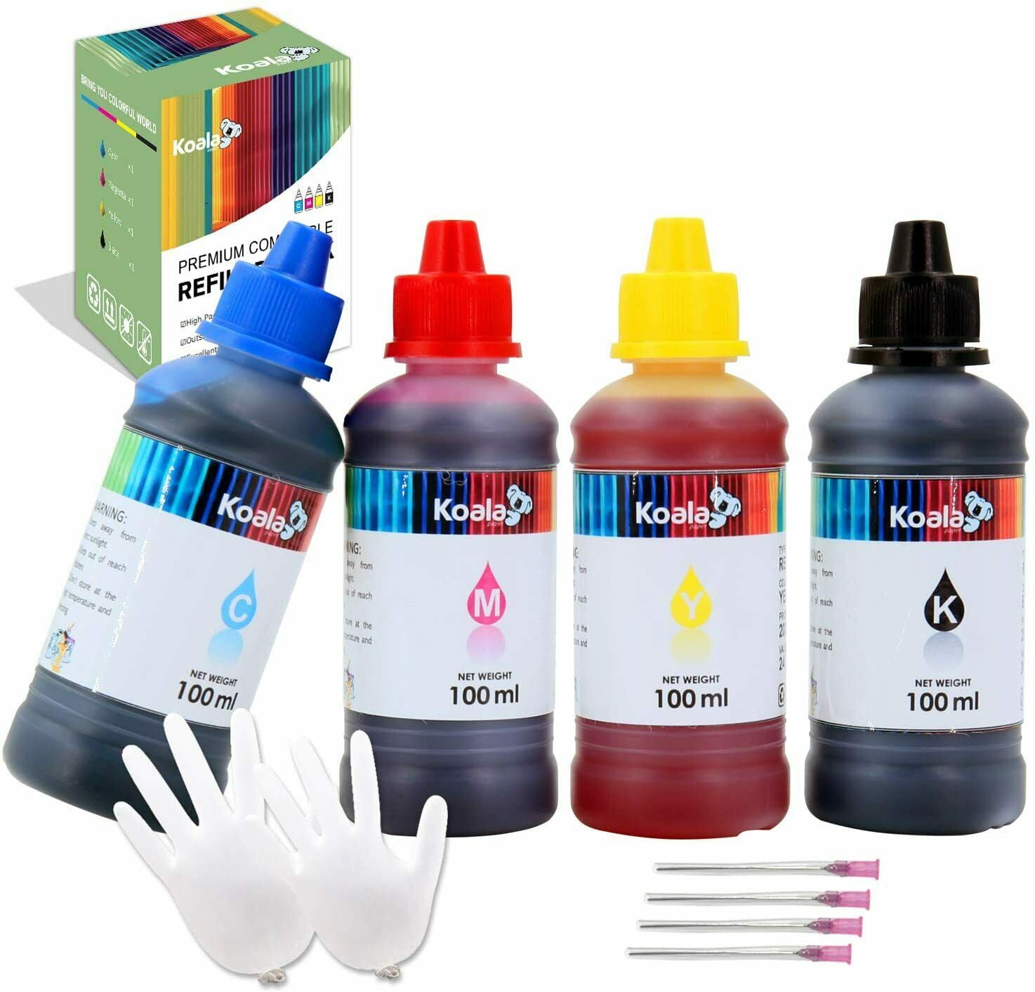4 Bottles 400ML Printer Ink Refill Kit for Epson 542 544 502 522 Canon ...