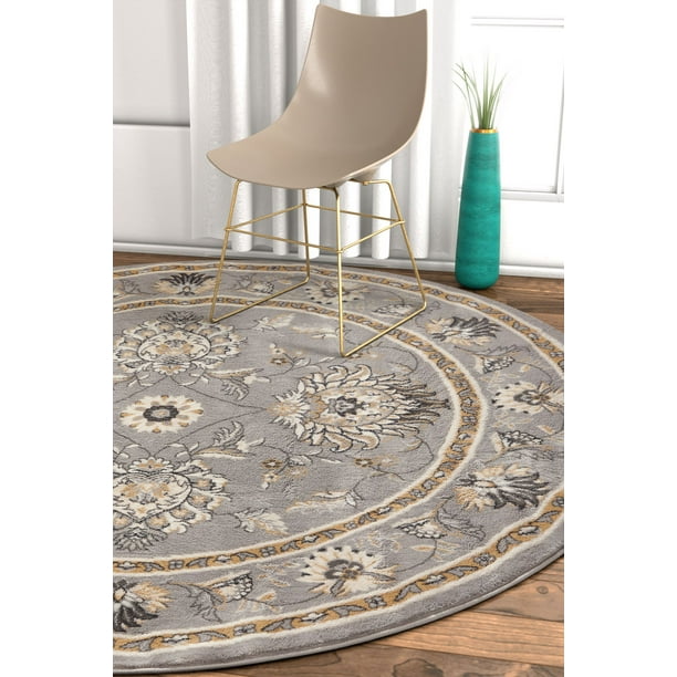Well Woven Sultan Sarouk Grey Oriental 8 Round (7'10" Round) Area Rug ...