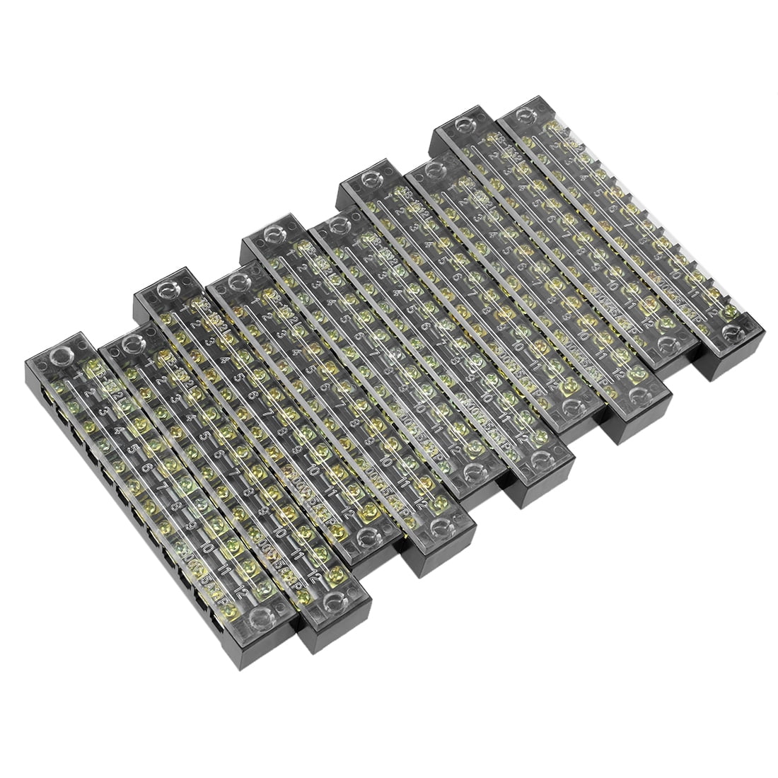 10Pcs 12 Positions Dual Rows 600V 15A Wire Barrier Block Terminal Strip ...