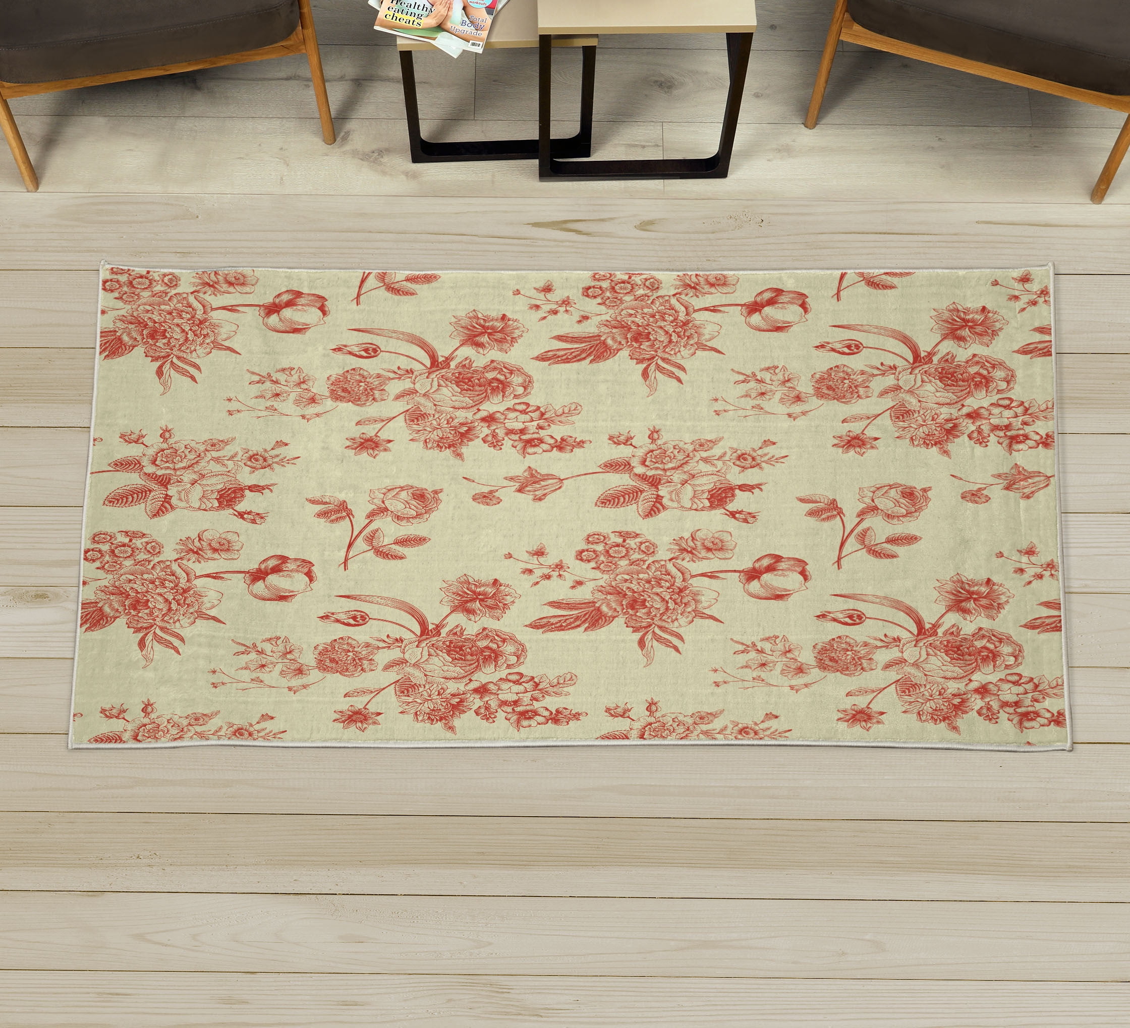 Botanical Decorative Rug, Vintage Floral Pattern Victorian Classic ...