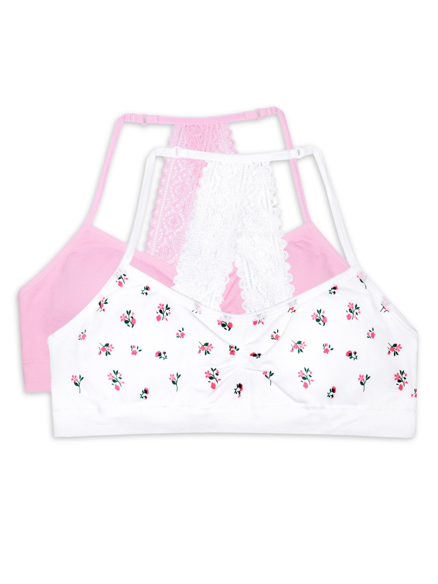 Wonder Nation Girls Seamless Lace Bralette, 2-Pack, Sizes 28-38 ...