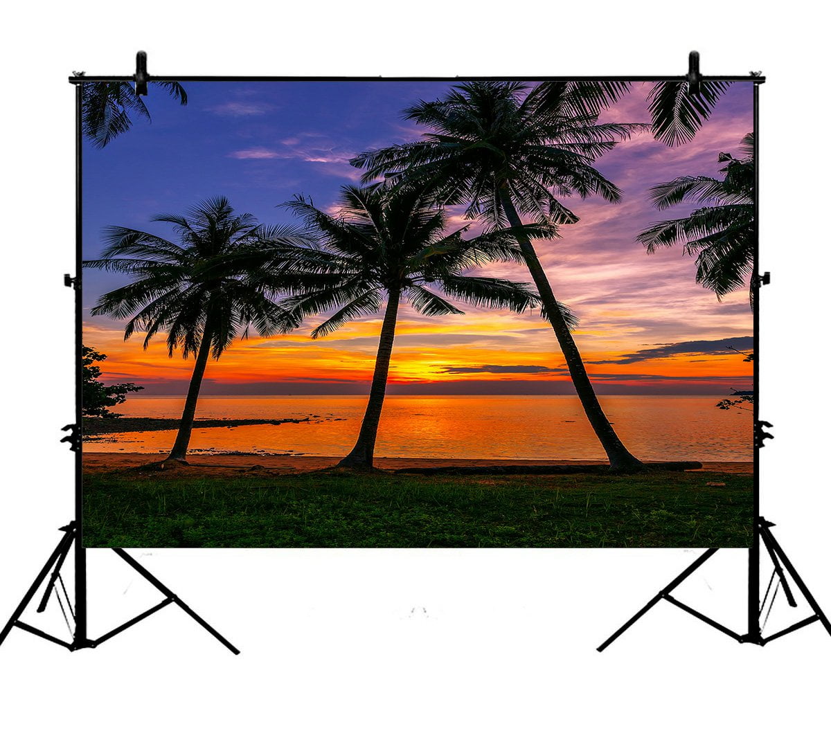 PHFZK 7x5ft Ocean Backdrops, Sunset Tropical Beach Palm Tree ...