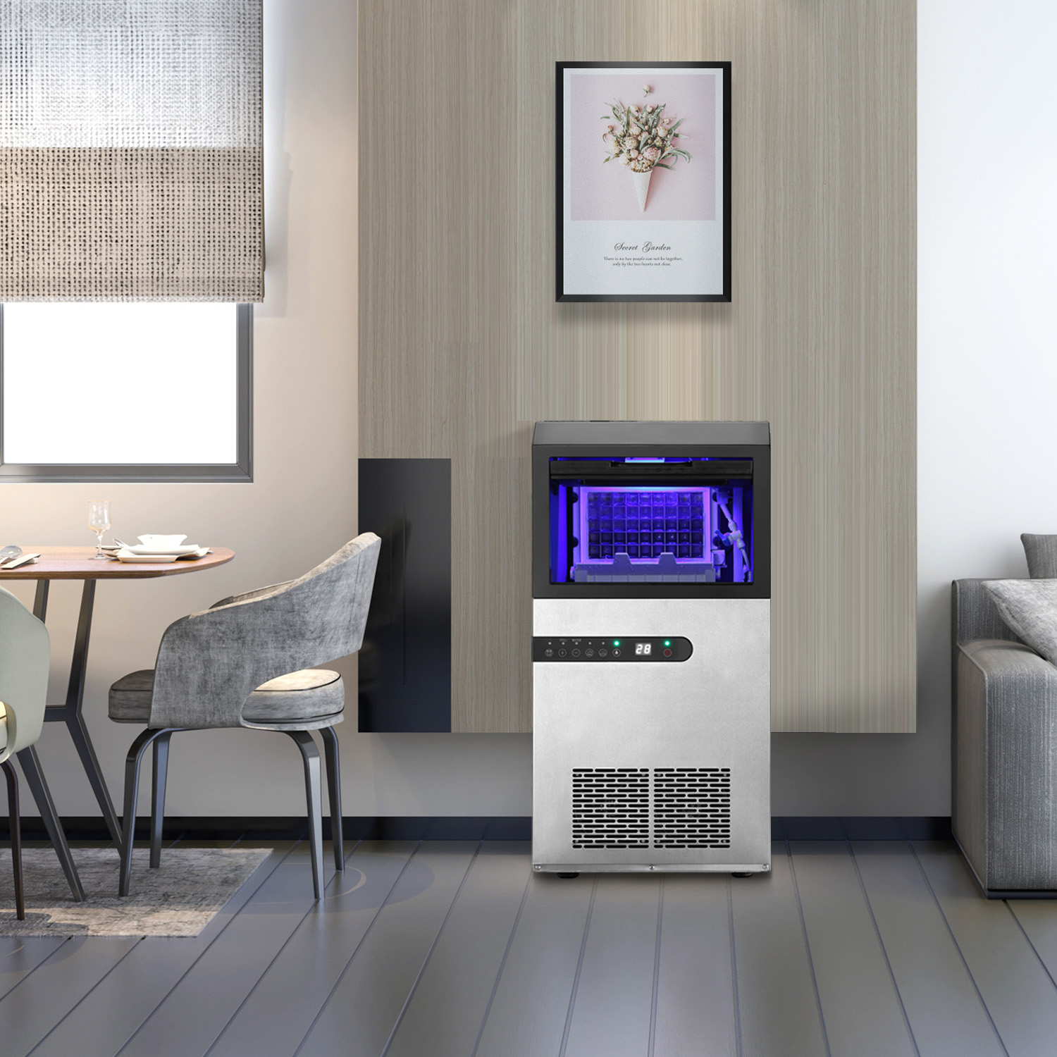 Ainfox Freestanding Commercial Ice Maker Machine Makes 66 Pounds Ice In Ainfox Freestanding Commercial Ice Maker Machine Makes 66 Pounds Ice In