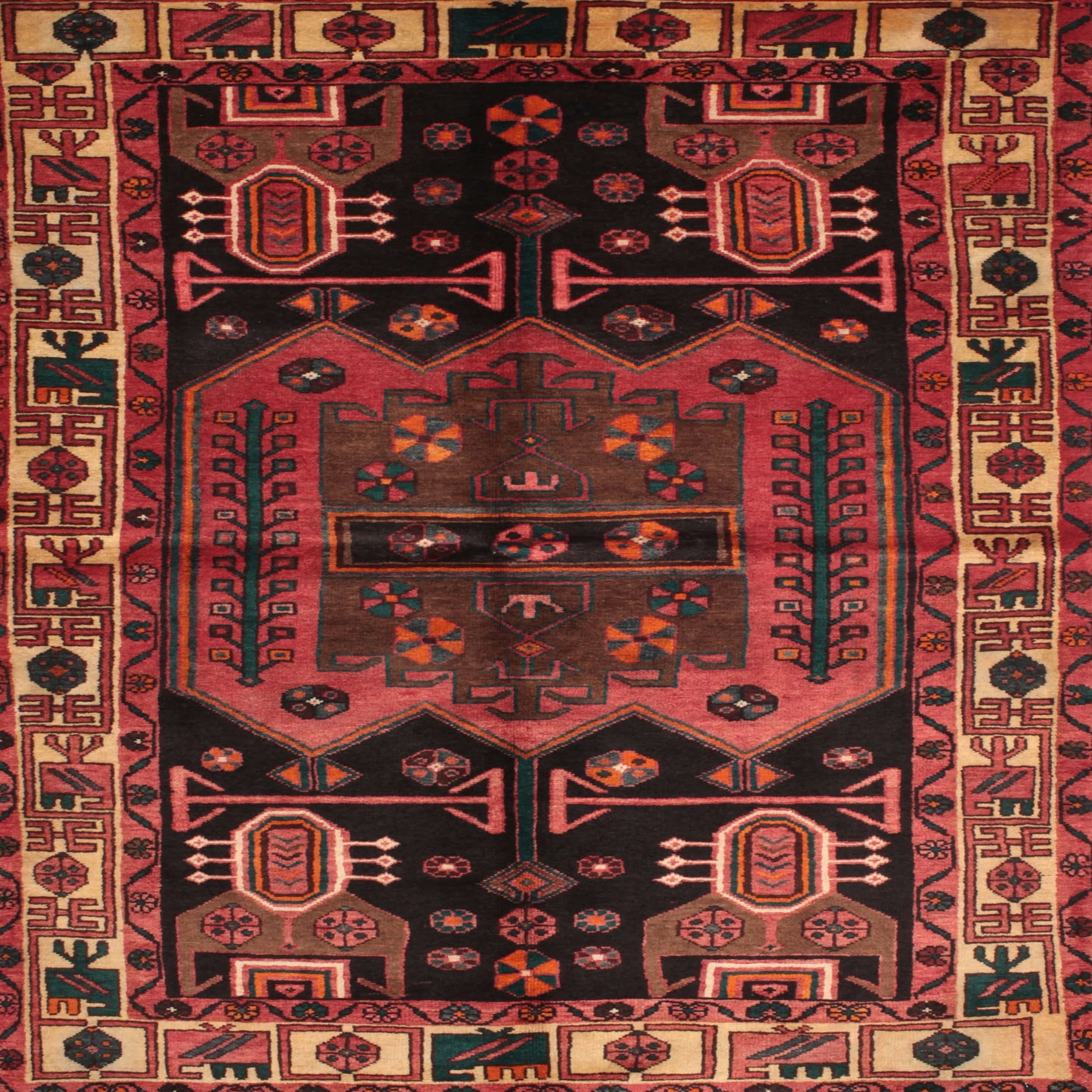 Ahgly Company Indoor Square Traditional Saffron Red Persian Area Rugs ...