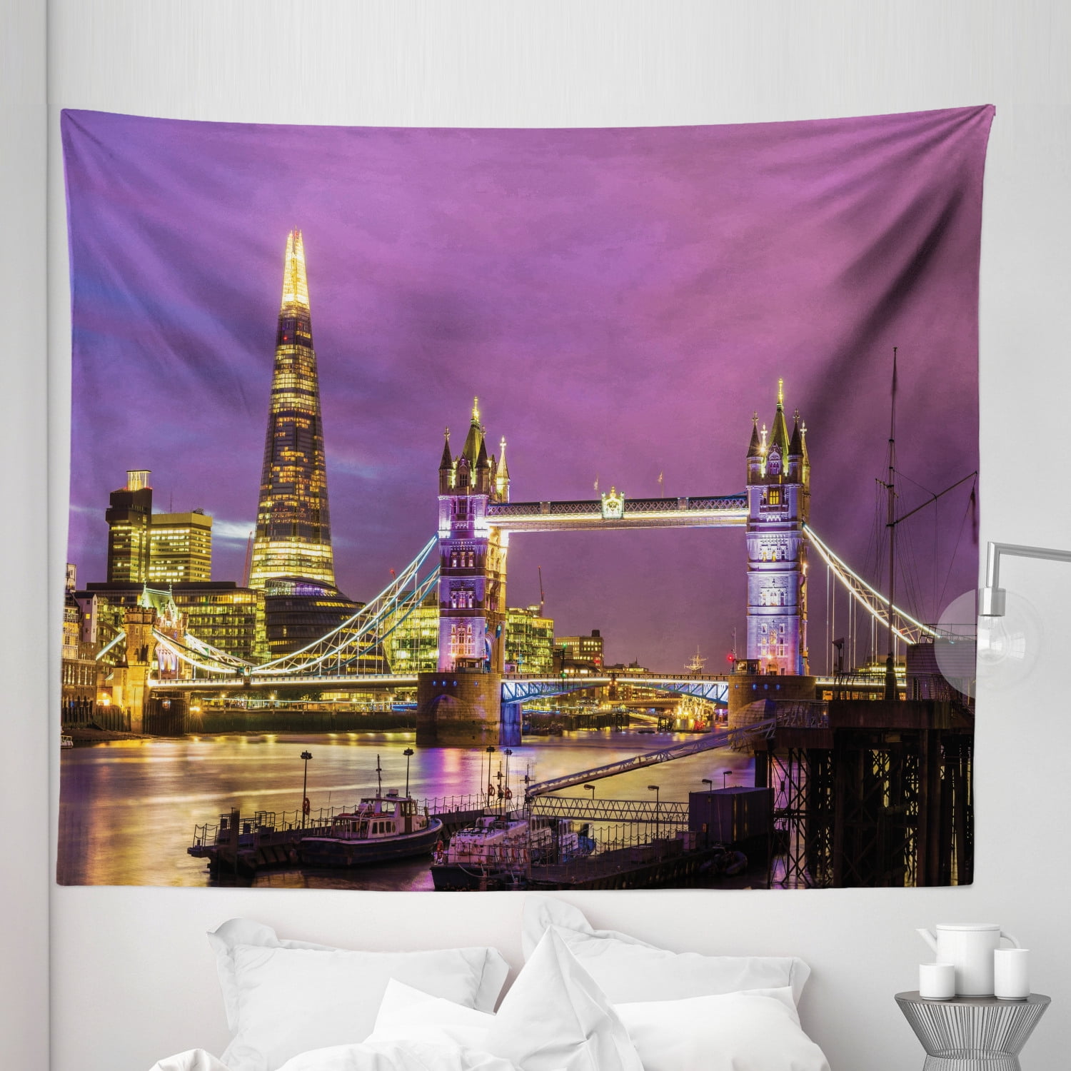 Europe Tapestry, Tower Bridge in London at Night Historical Cultural ...