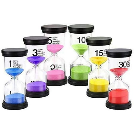 Jicidcha Sand Timer,6 Pieces Hourglass Sandglass Timer 1min / 3mins ...