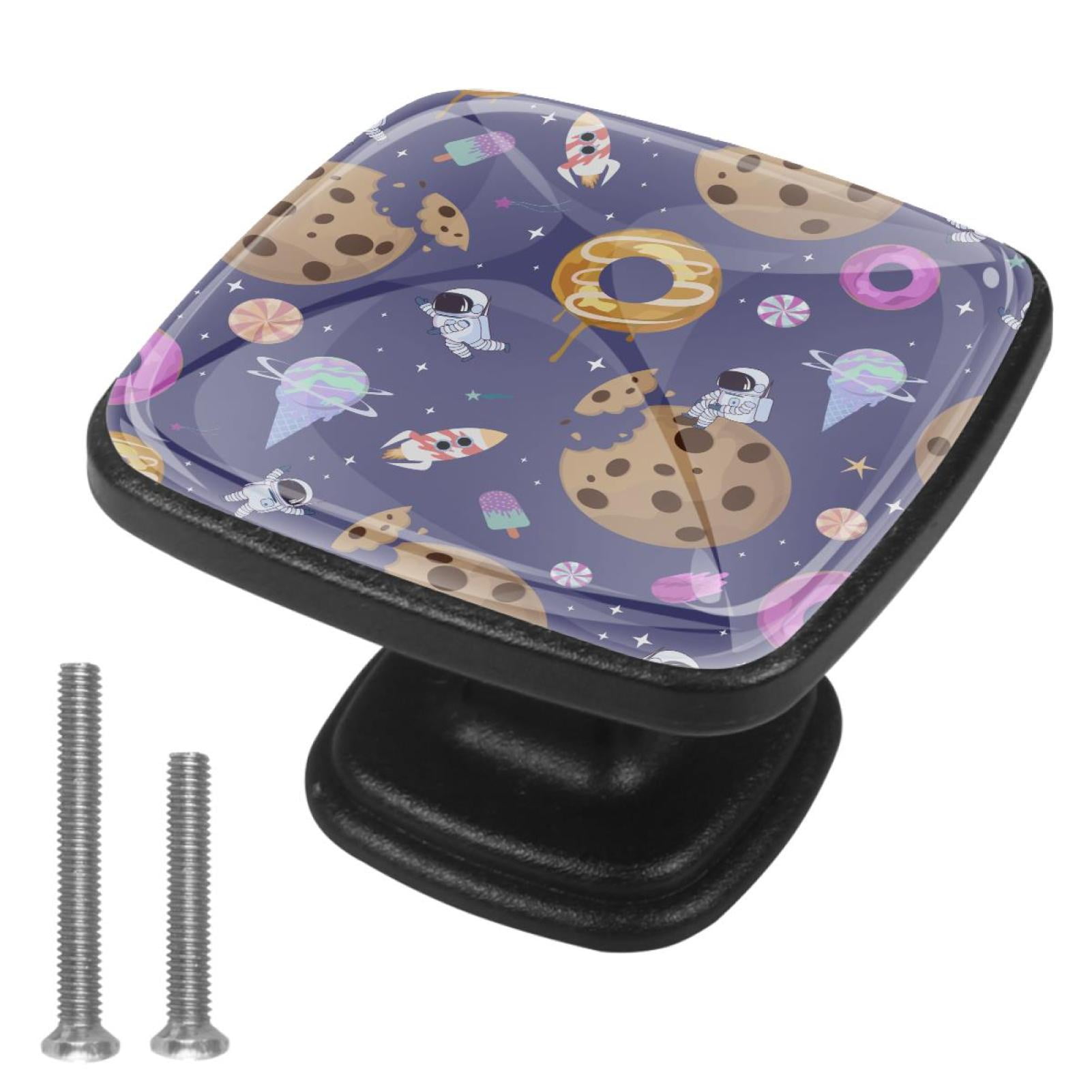 4 Pcs Cabinet Handle Drawer Pulls Donuts Astronaut Space Knobs with ...
