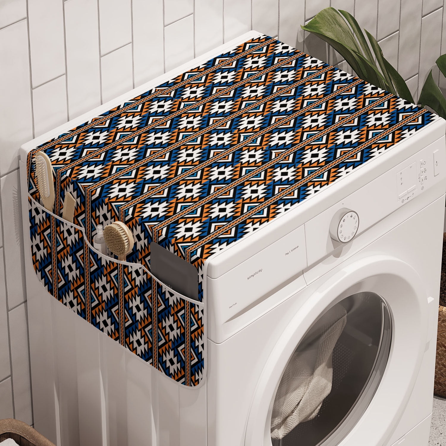 Boho Washing Machine Organizer, Borders Seamless Geometrical Pattern in ...