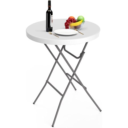 2.85ft Square Bi-Folding Table, 34" Portable Plastic Dining Table ...