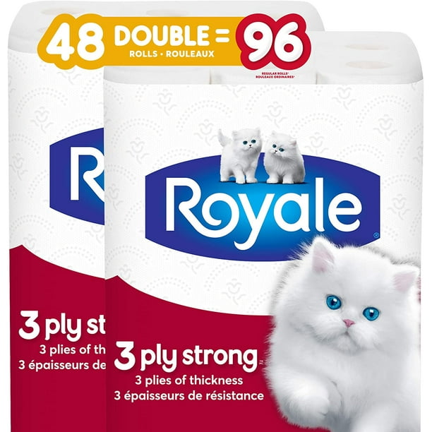 48 Double Equal 96 Rolls, 165 Bathroom Tissues Per Roll, Royale 3 Ply ...