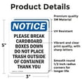 (2 Pack) Please Break Cardboard Boxes Down OSHA Notice Sign 5 Inch X 3. ...