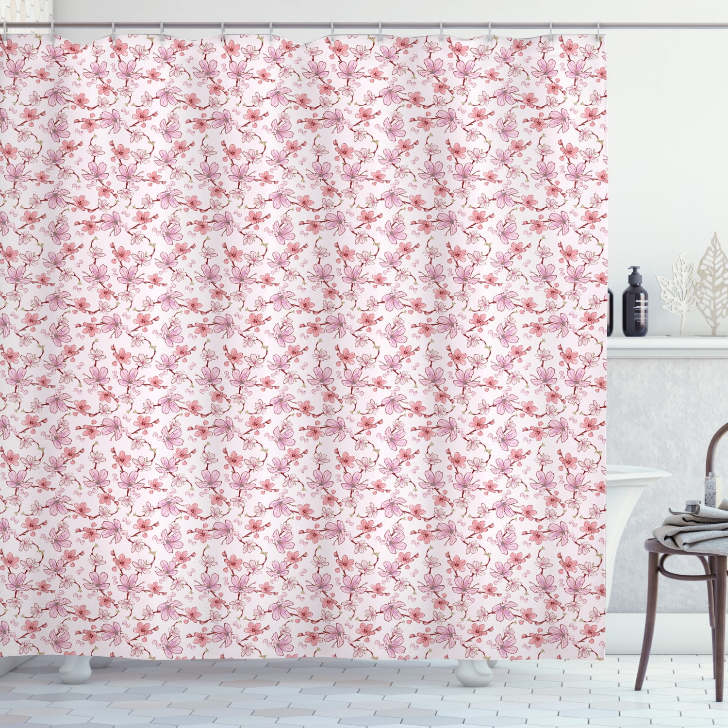Sakura Shower Curtain, Japanese Traditional Spring Flower Blossom ...