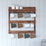 Merrick Lane Steeley Wooden Wall Mount 12 Cup Mug Rack Organizer with ...