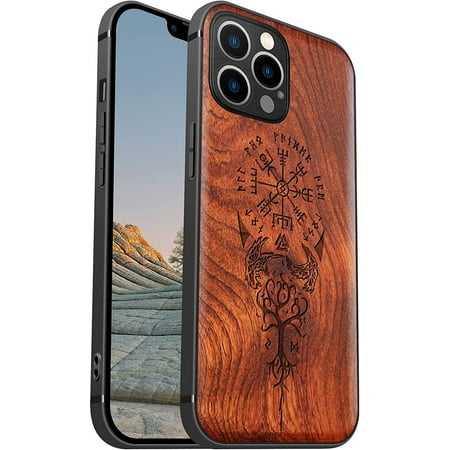 XGBB Magnetic Wood Case for iPhone 12 Case [Hard Real Wood & Soft TPU ...