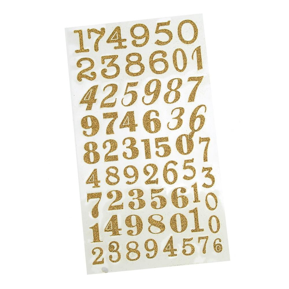 Glitter Number Stickers Three Styles, 3/4-Inch, 60-count, Gold ...