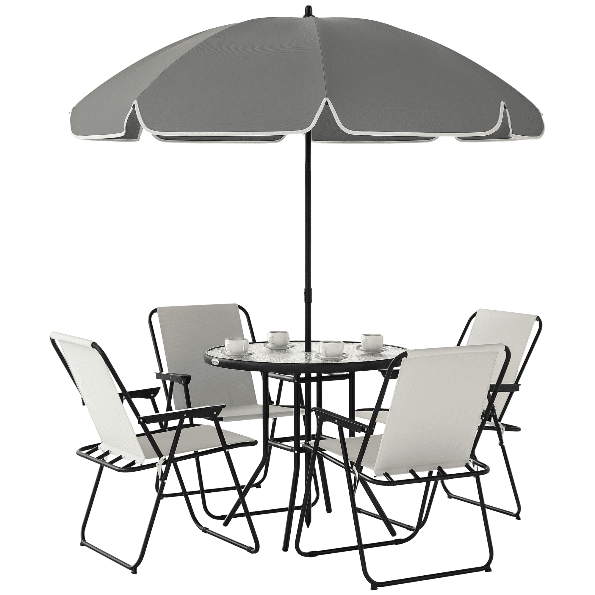 Outsunny Patio Dining Set with Umbrella, Folding Outdoor Patio Set ...