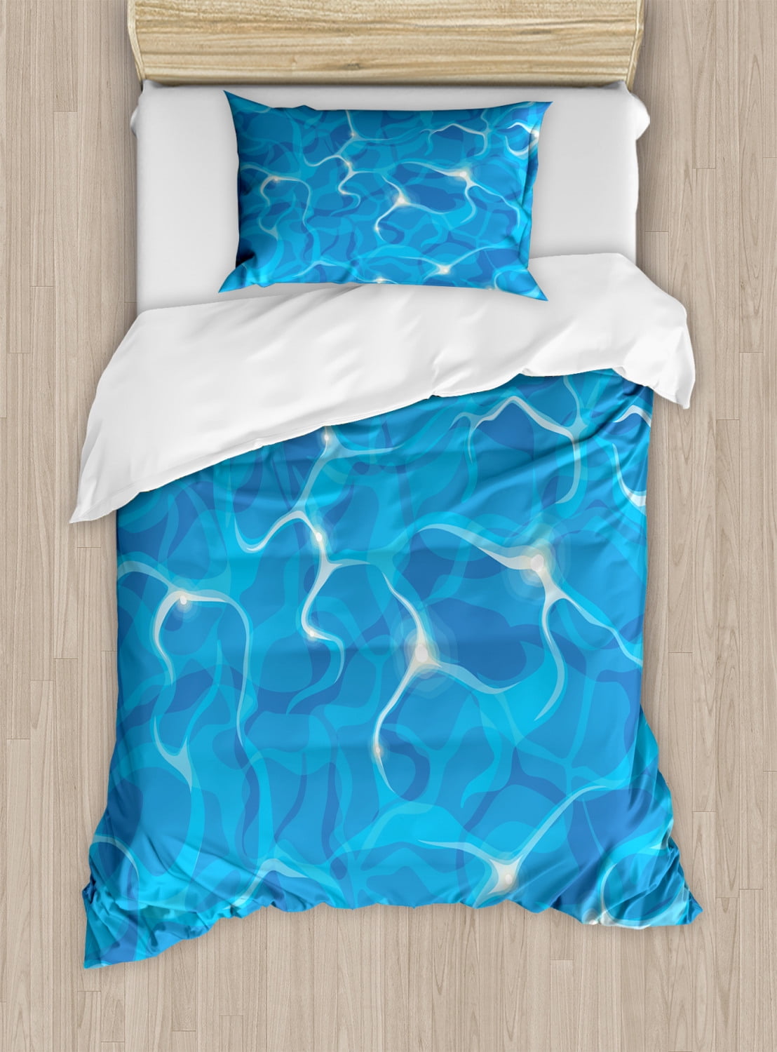 Aqua Twin Size Duvet Cover Set, Realistic Vivid Illustration of Water ...